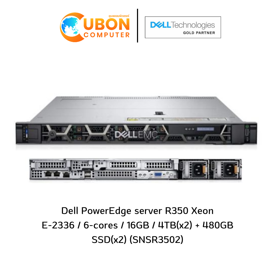 Dell PowerEdge server R350 Xeon E-2336/6-cores/16GB/4TB(x2) + 480GB SSD ...