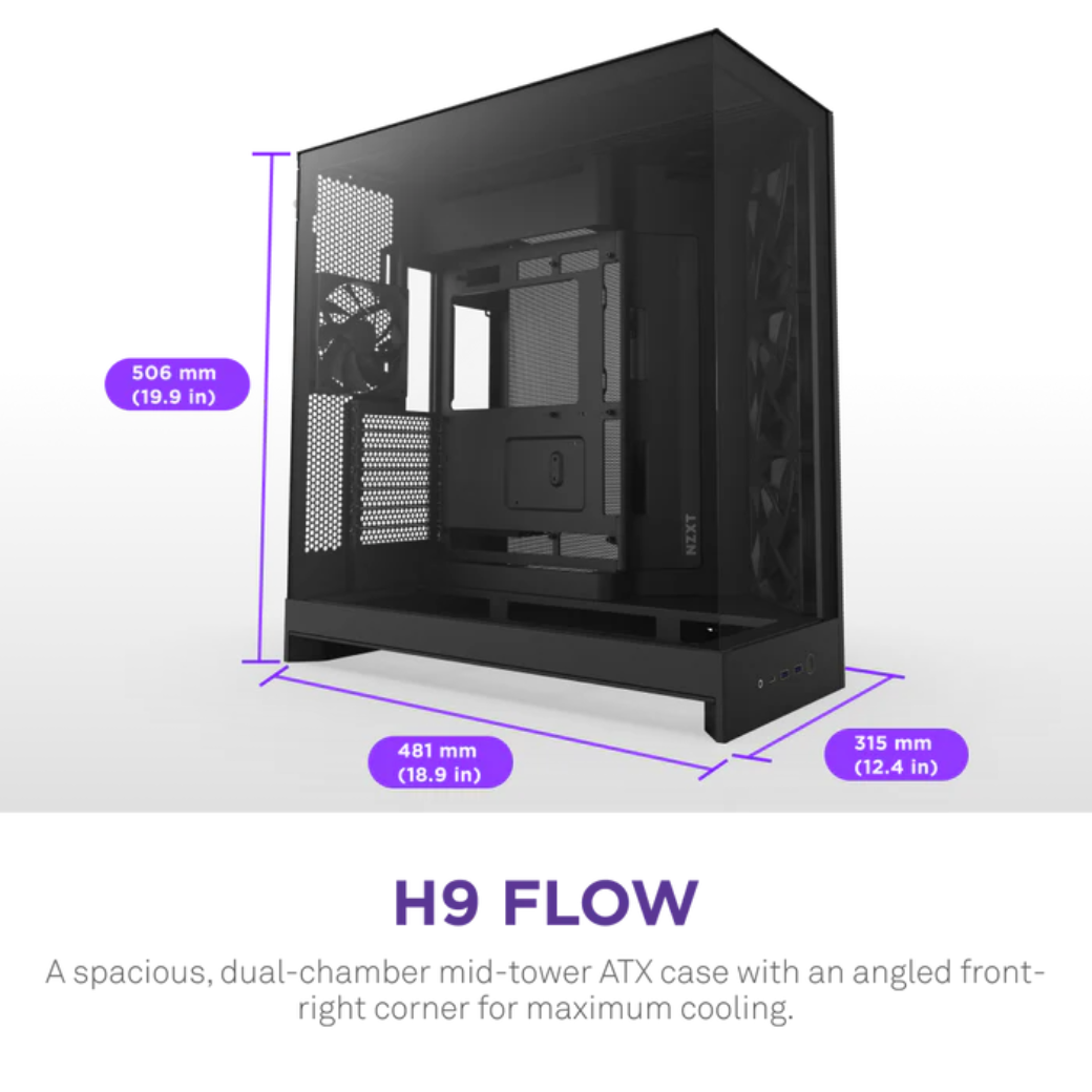 เคส NZXT H9 Flow 2025 | เคสคอมพิวเตอร์ระบายอากาศเยี่ยม ประกันศูนย์ 2 ปี