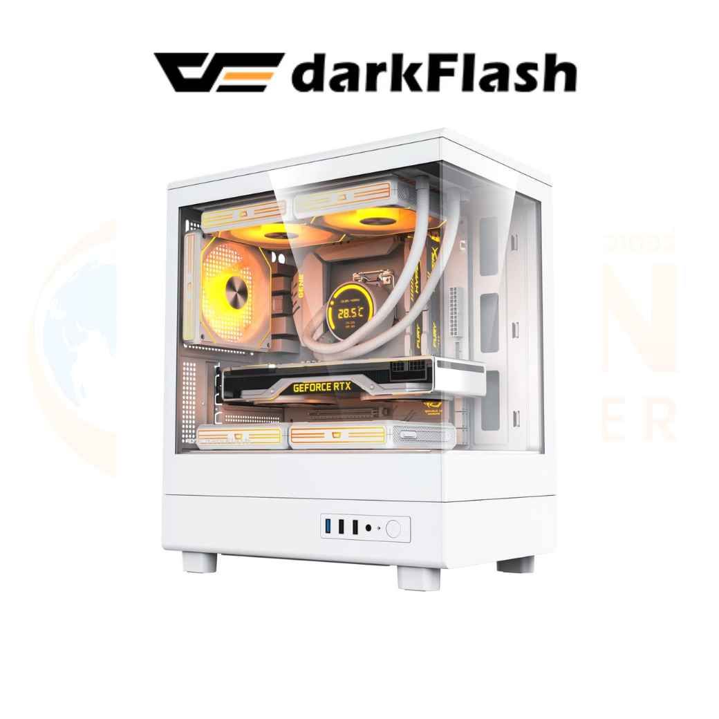 CASE DARKFLASH DB330M Black/White | เคส Mini Tower ARGB Tempered Glass สำหรับ PC Gaming/ทำงาน ...