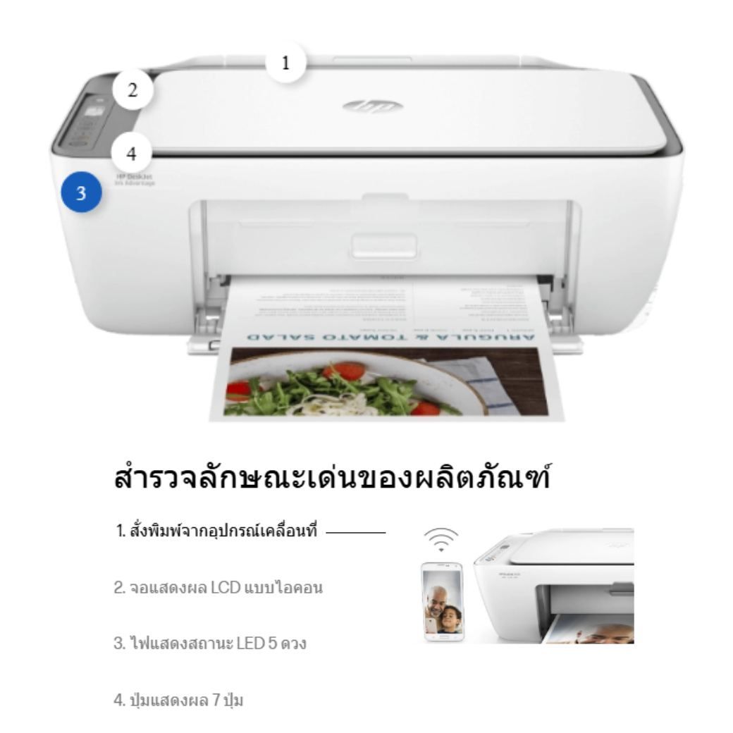 PRINTER ปริ้นเตอร์ HP DeskJet Ink Advantage 2875 All-in-One Printer ...