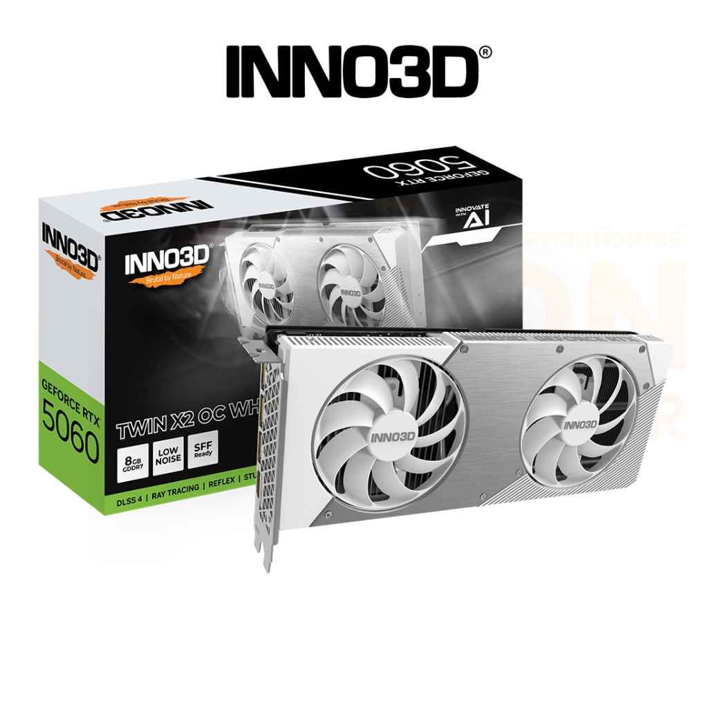 Inno3D RTX 5060 Twin X2 OC White 8GB - การ์ดจอเกมมิ่ง | Uboncomputer